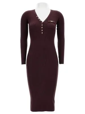 Elisabetta Franchi Ribbed Midi Dress - Brown