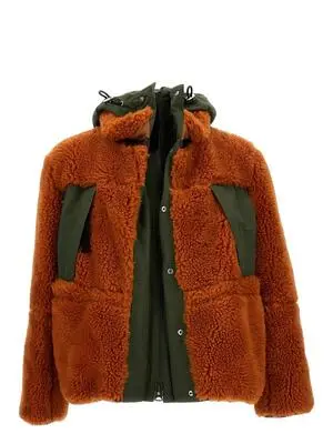 Sacai Eco Shearling Hooded Jacket - Orange
