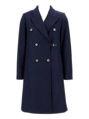 FAY Wool-blend Double-breasted Coat - Blue
