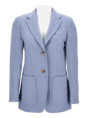 Max Mara Single-breasted Wool Blend Jacket - Sky Blue