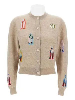 BARRIE Cardigan With Geometric Print - Beige