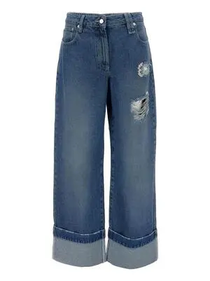 Simone Rocha Straight-leg Jeans With Beads - Blue