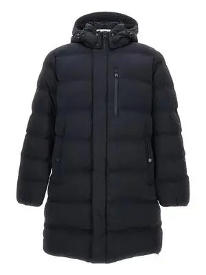 Woolrich Long Coat With Hood - Black