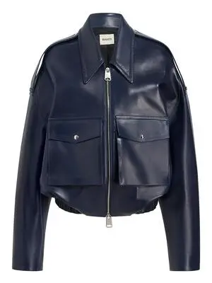 Khaite Owey Leather Bomber Jacket - Blue
