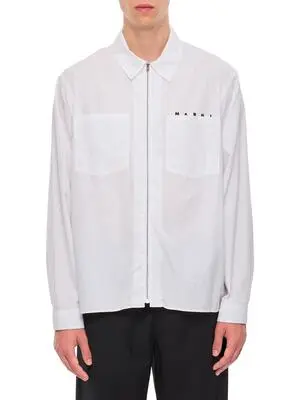 Marni Full Zip Cotton Shirt - White
