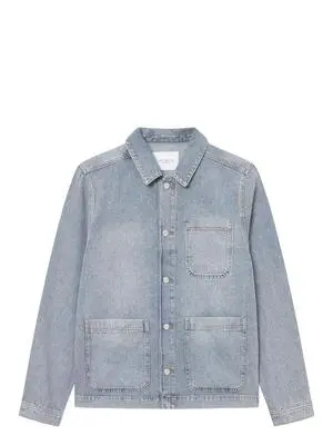 LES DEUX Layton Washed Denim Overshirt - Blue