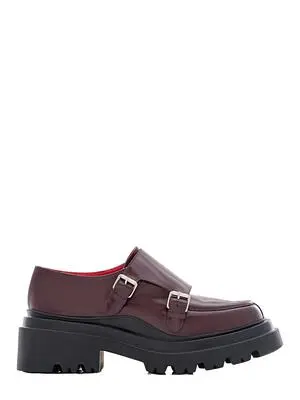 Plan C Buckled Leather Loafers - Red