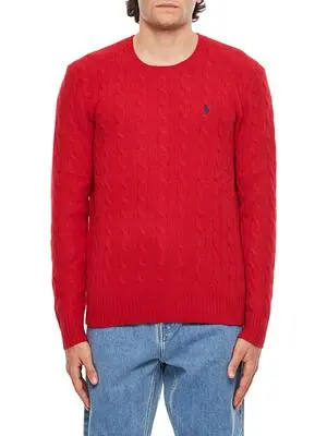 Polo Ralph Lauren Pullover In Knitted Blend Of Cashmere And Wool - Red
