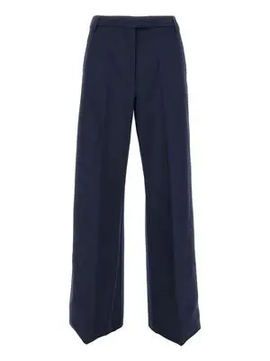 THELATEST Wool Blend Straight Leg Trousers - Blue