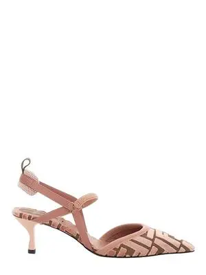 Fendi Ff Velvet Slingbacks - Rose