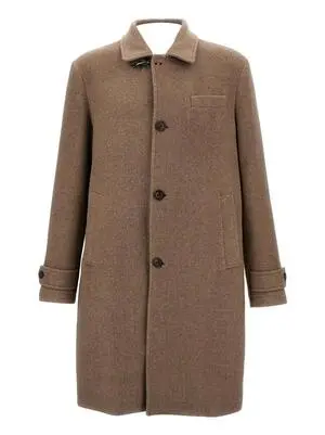FAY Wool Blend Long Coat Beige