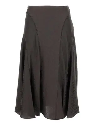 Fendi Jacquard Ff Silk Midi Skirt - Multicolor