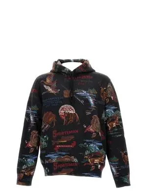 Polo Ralph Lauren Printed Cotton-blend Hoodie - Black