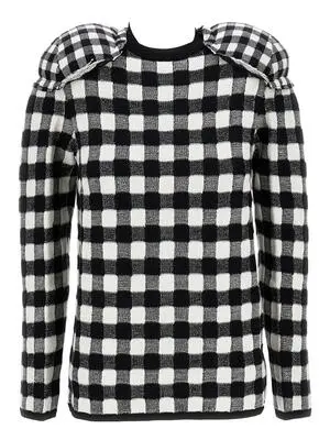 COMME DES GARÇONS Wool Check Padded Shoulder Sweater