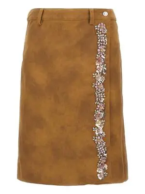 DES_PHEMMES Midi Eco-leather Wrap Skirt - Brown