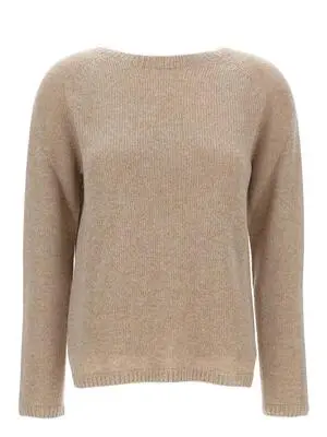 Max Mara Crewneck Cashmere Blend Sweater - Beige
