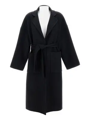 AFTERCOAT Wool Blend Long Coat - Black