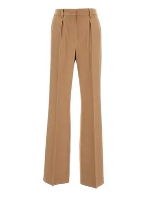 Max Mara Wide Leg Pleated Trousers - Brown