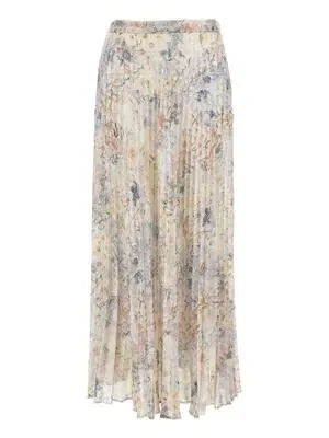 GOLDEN GOOSE Pleated Floral Print Skirt - Multicolore