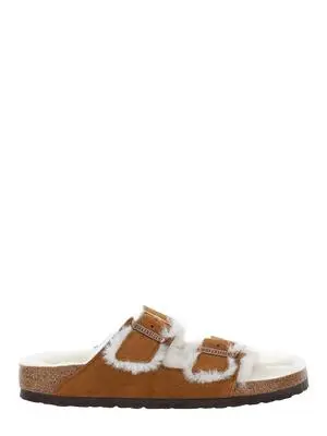 BIRKENSTOCK Arizona Shearling Slides - Brown