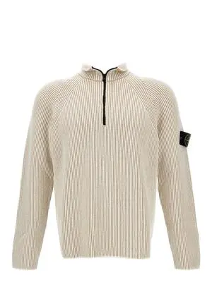 Stone Island Ribbed Turtleneck Sweater - White