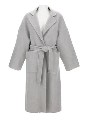 AFTERCOAT Wool Blend Long Coat - Grey