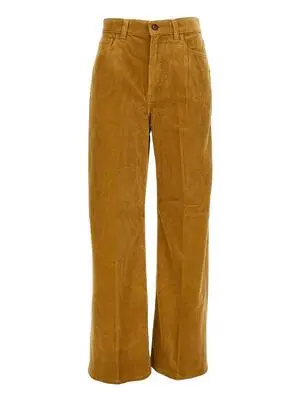 Ralph Lauren Wide Leg Ribbed Trousers - Brown