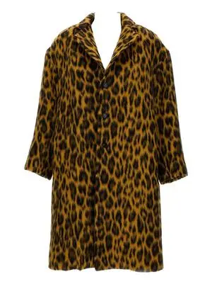 Bottega Veneta Leopard Print Alpaca Coat - Beige