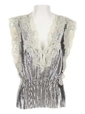 Rabanne Metallic Lace Blouse - Silver