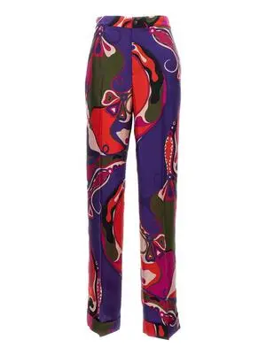 Emilio Pucci Silk Twill Pants - Multicolor
