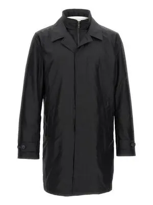 FAY Long Double-breasted Coat - Black