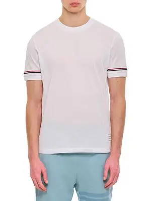 Thom Browne T-shirt With Ribbed Cuffs - White