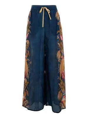 Zimmermann Floral Wide Leg Trousers - Blue