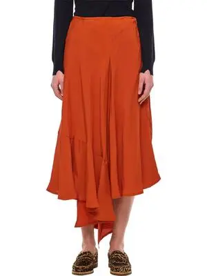 Colville Midi Volant Skirt - Orange
