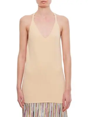QUIRA Viscose Dancer Tank Top - Beige