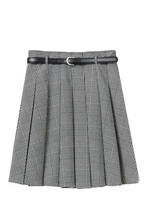 SELF-PORTRAIT Pleated Skirt With Lace Hem - Grey