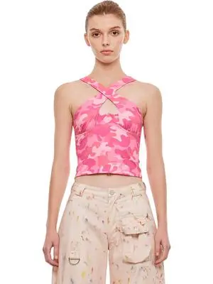 Collina Strada Halter Top With Braided Straps - Rose