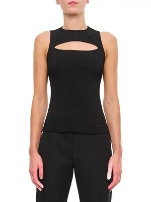 Alexander McQueen Sleeveless Cut Out Knit Top - Black