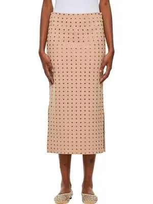 Sportmax Crystal Embellished Lycra Midi Skirt - Beige