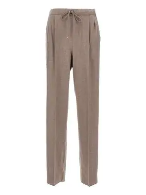 Max Mara Pleated Drawstring Trousers - Grey