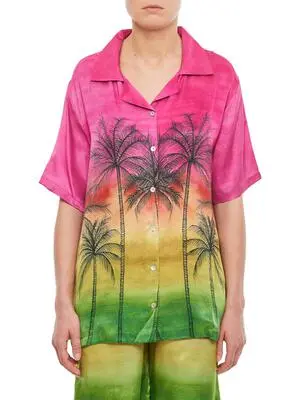 GIO GIOVANNI GEROSA Silk Shirt With Palm Print - Multicolor