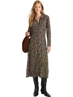 Madewell Ruched Midi Shirtdress - Bridgette Spots  Brown
