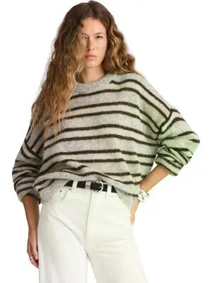 Madewell Striped Alpaca Blend Pullover Sweater - Black Iris Trio Stripe