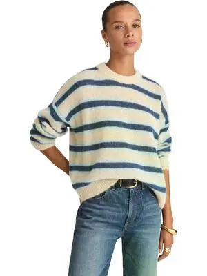 Madewell Striped Alpaca Blend Pullover Sweater - Seaspray Multi Stripe