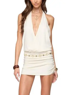 EDIKTED Adrian Knit Halter Mini Dress - Cream