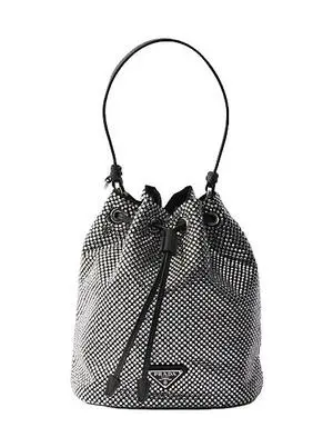 Prada Mini Crystal-studded Satin Bag - Gold/silver