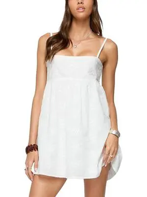 EDIKTED Winifred Eyelet Babydoll Mini Dress - White