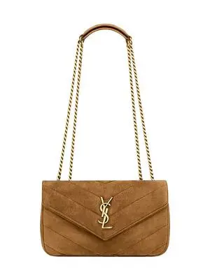 Saint Laurent Saint Laurent Loulou Small Matelasse Suede Shoulder Bag Caramel Cognac