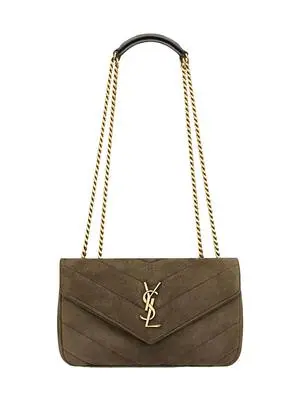 Saint Laurent Saint Laurent Loulou Small Matelasse Suede Shoulder Bag Light Musk