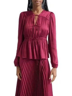 Derek Lam 10 Crosby Esmeralda Tie Front Top - Carmine